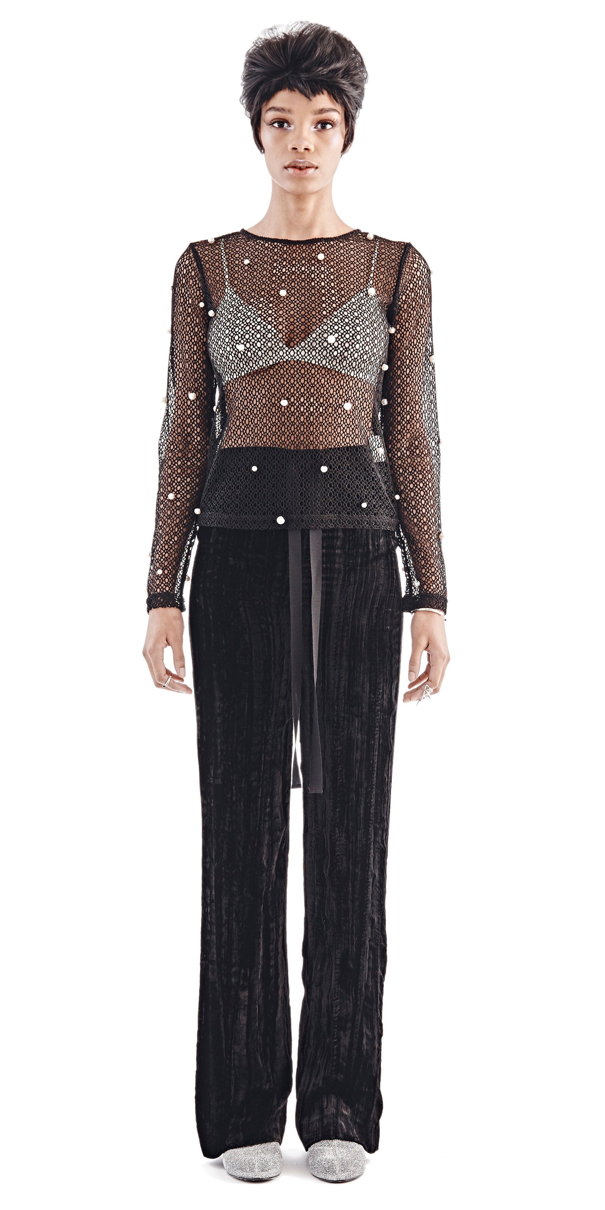 Maki Oh + Black Pearl Constellation Lace Top