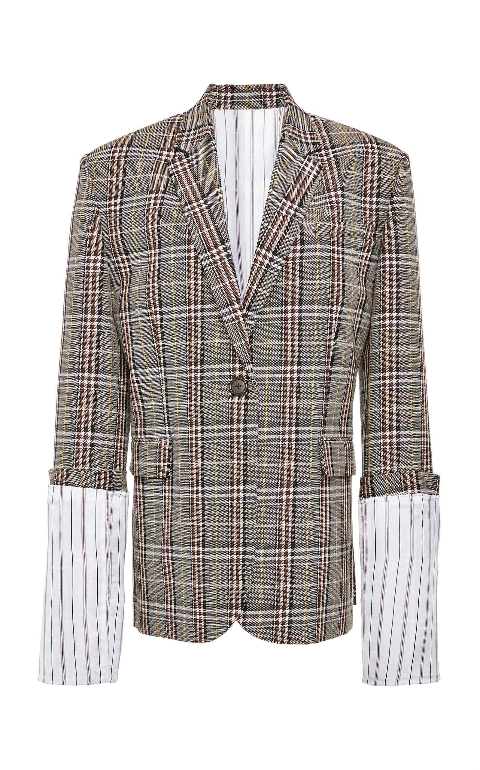 Monse + Large Plaid Cuff Jacket