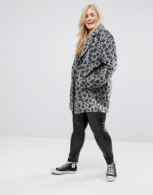 Alice & You + Smart Coat in Monochrome Leopard Print
