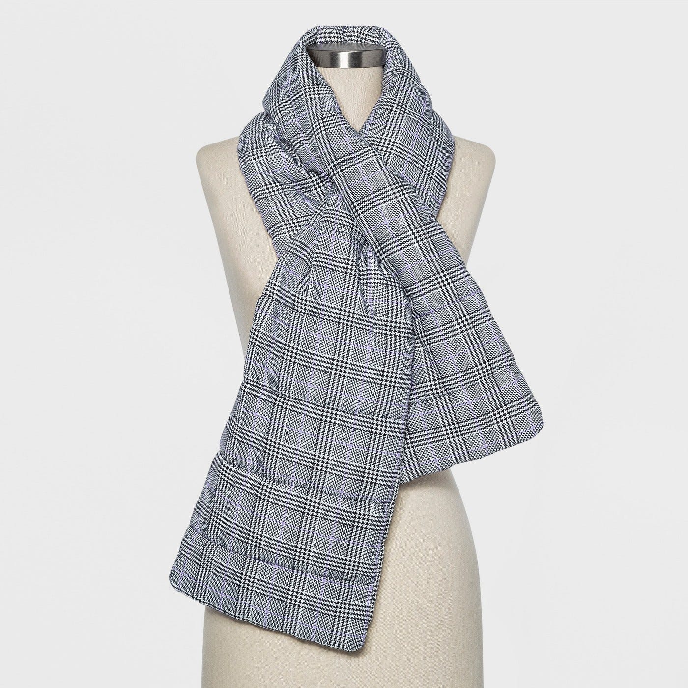 A New Day + Plaid Reversible Pull Through Puffer Scarf