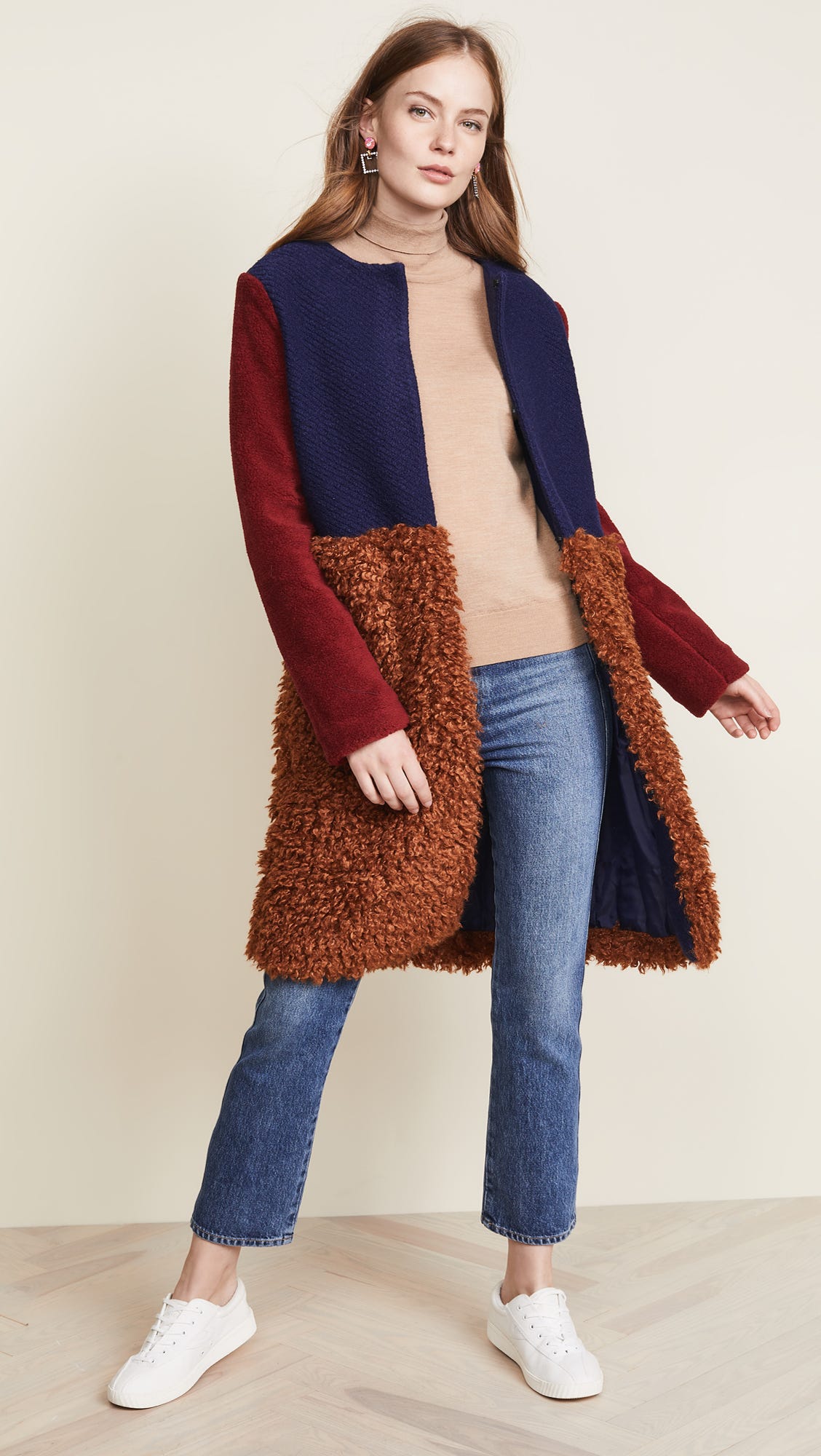 endless rose + Fuzzy Colorblock Coat