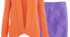 Colorful, Affordable Work Outfits- Bright Blazers And Pencil Skirts