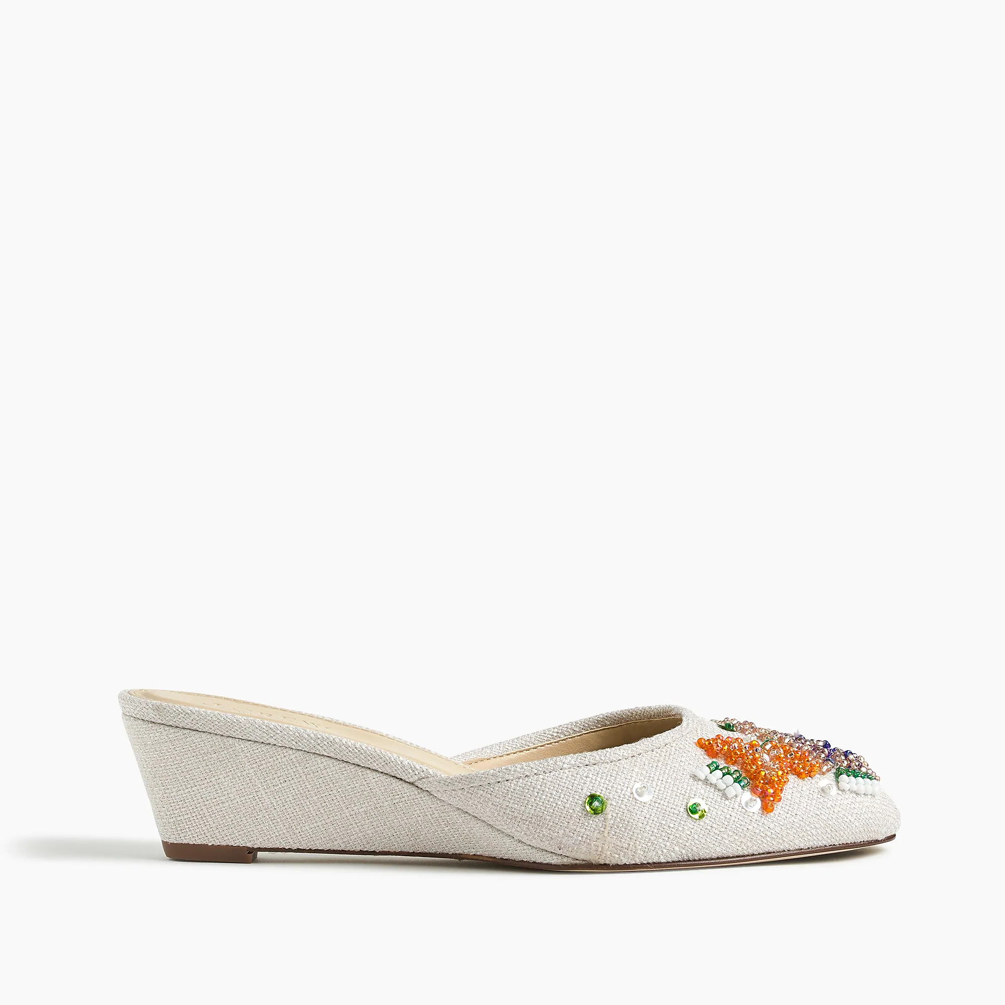 J.Crew + Blanche Beaded Mini-Wedge Mules