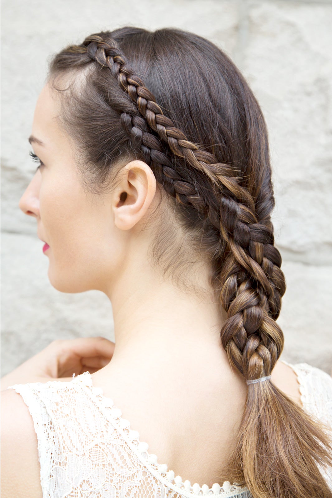 Side French Braid Updo