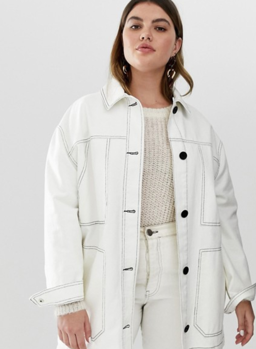 ASOS DESIGN Curve + Contrast Stitch Cotton Jacket