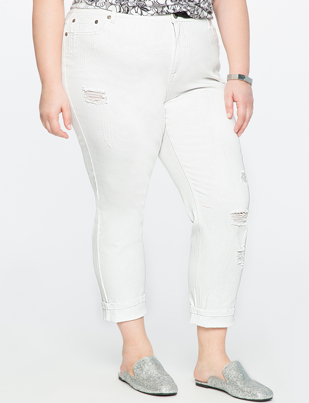 Eloquii + Distressed Cuffed Jean