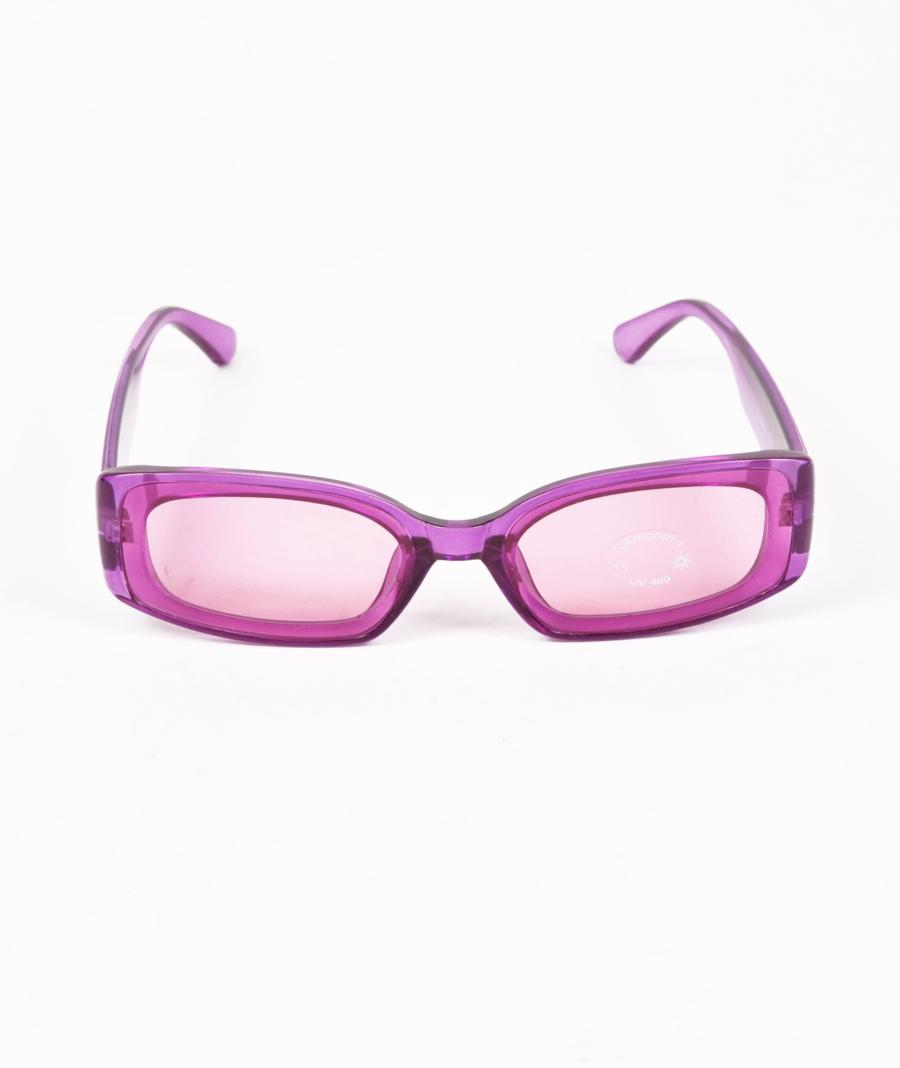 BEYOND RETRO + Purple Rectangle Sunglasses With Purple Lenses