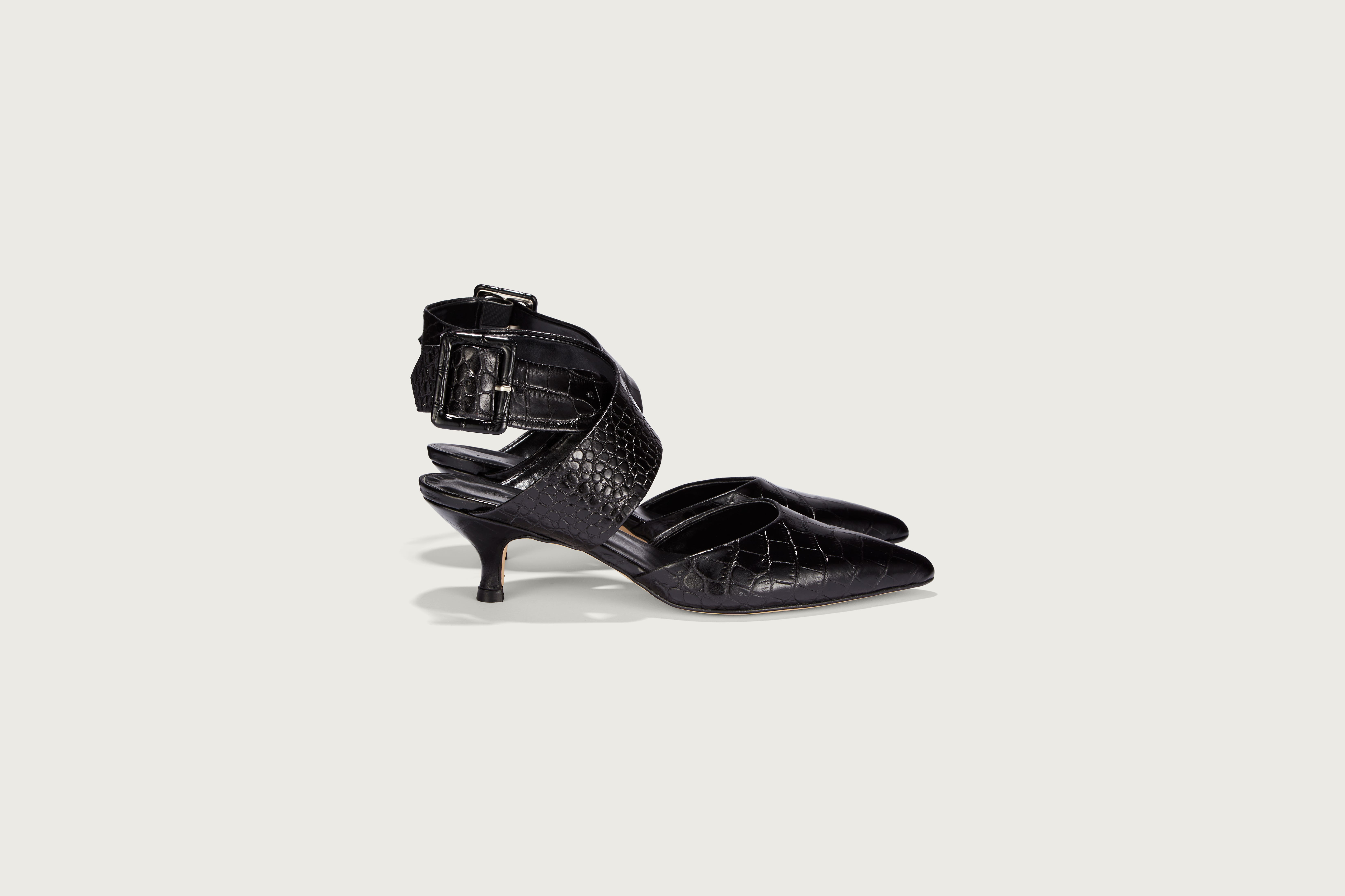 Finery London + Jenni Black Leather Ankle Strap Shoe