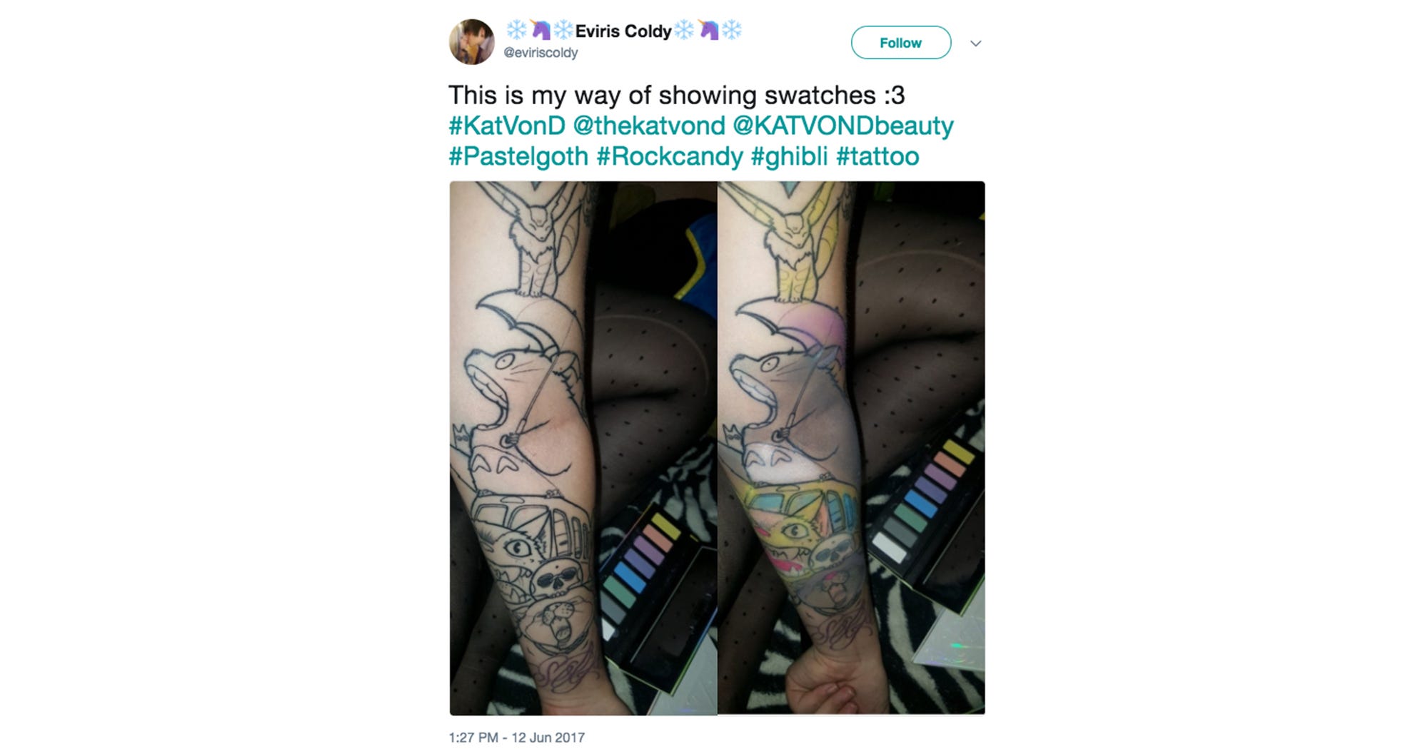Twitter Arm Makeup Swatching Art