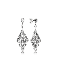 PANDORA + Cascading Glamour Earrings, Clear CZ