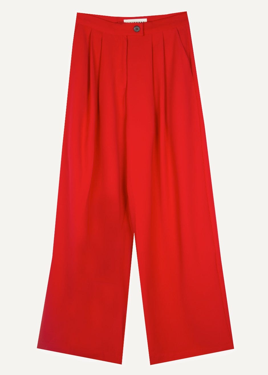 The Frankie Shop + Bright Red Pleated Front Pants