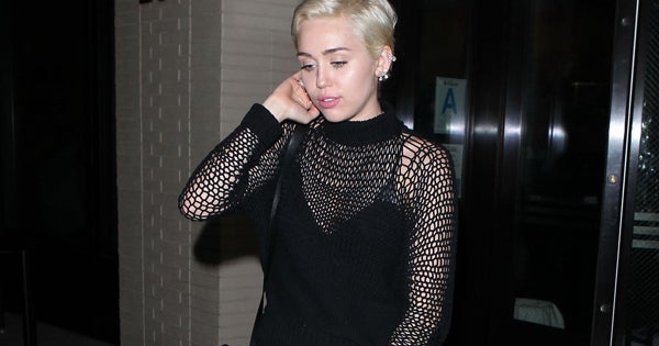 Miley Cyrus Mesh Sweater Date Night Outfit