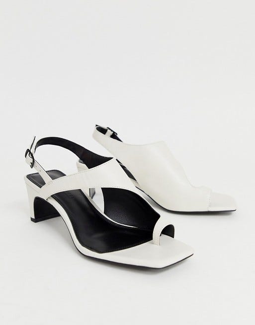 ASOS DESIGN + Hercules Premium Leather Toe Loop Block Heeled Sandals