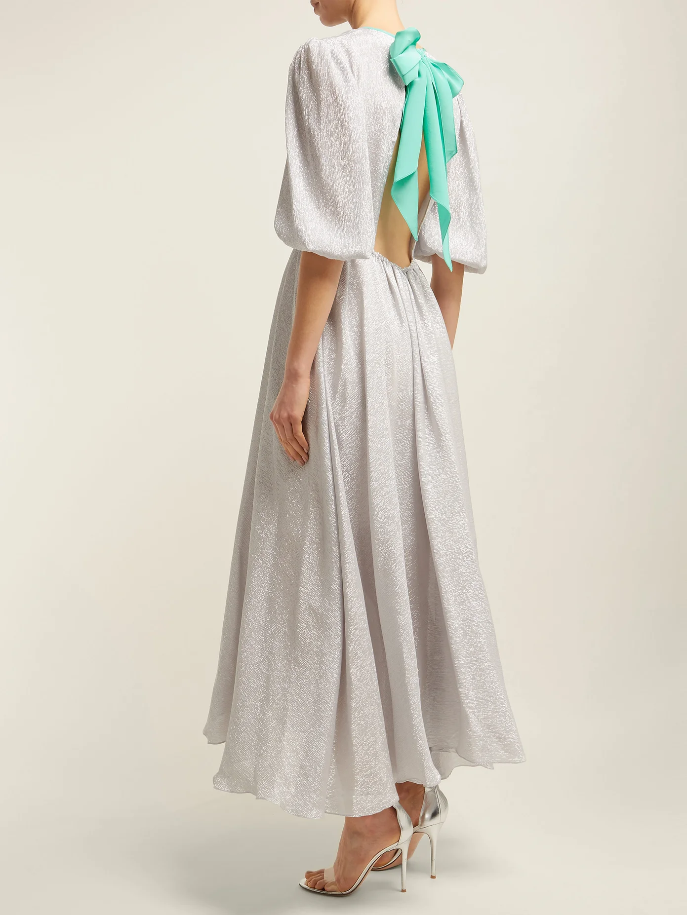 Anna October + Open-Back Silk-Blend Lamé Midi Dress