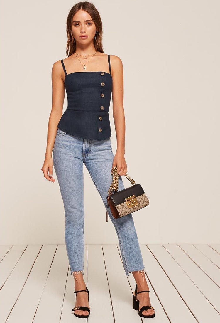 Reformation + Shell Top Navy