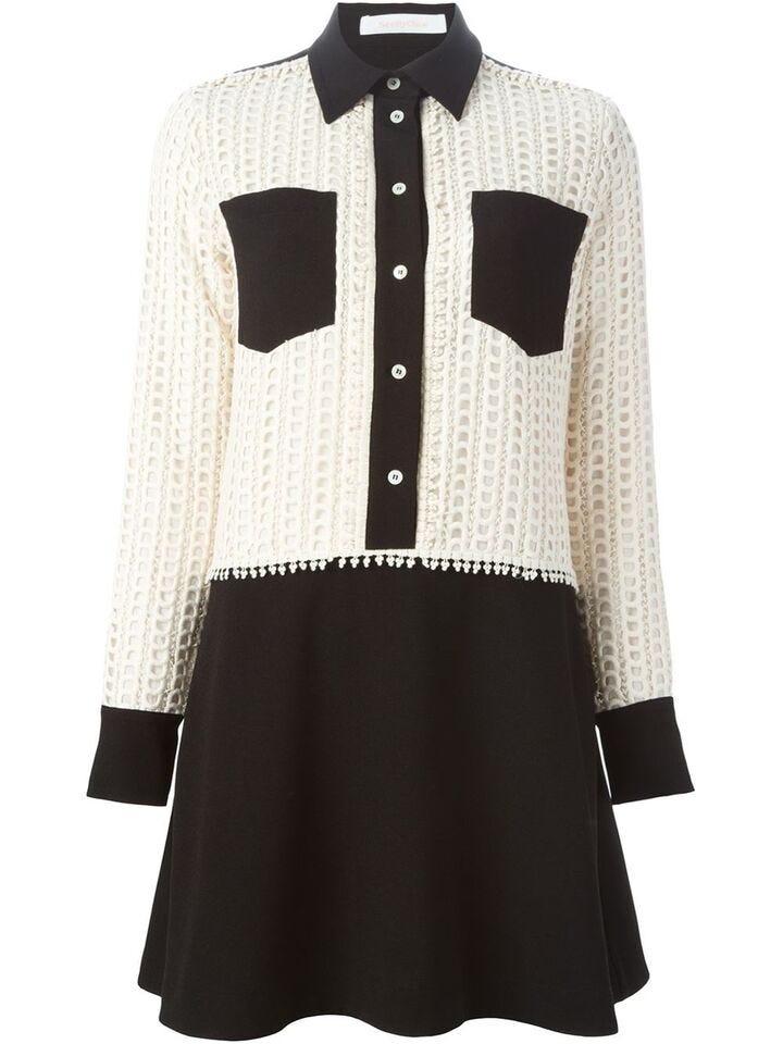 See By Chloé Embroidered Lace Panel Dress