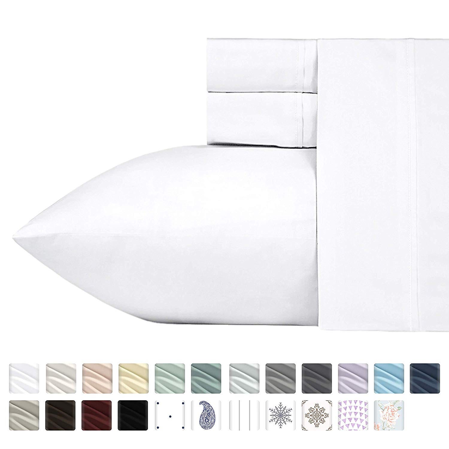 California Design Den + 400-Thread-Count 100% Cotton Sheet Pure White ...