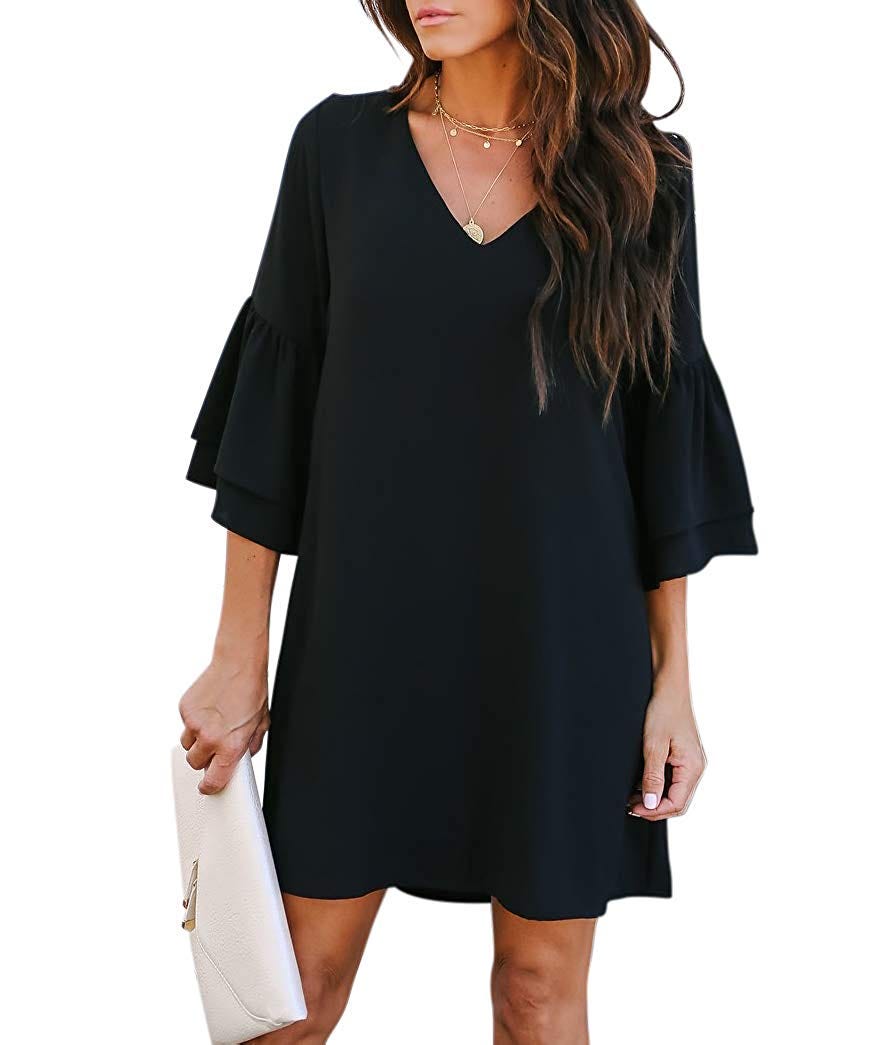 Belong + V-Neck Bell Sleeve Shift Dress Mini Dress
