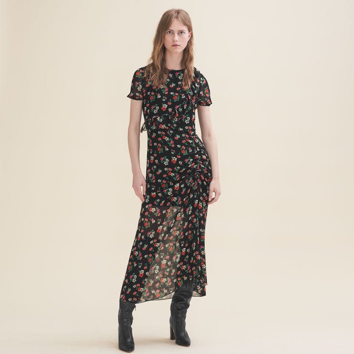 Maje + Long printed dress