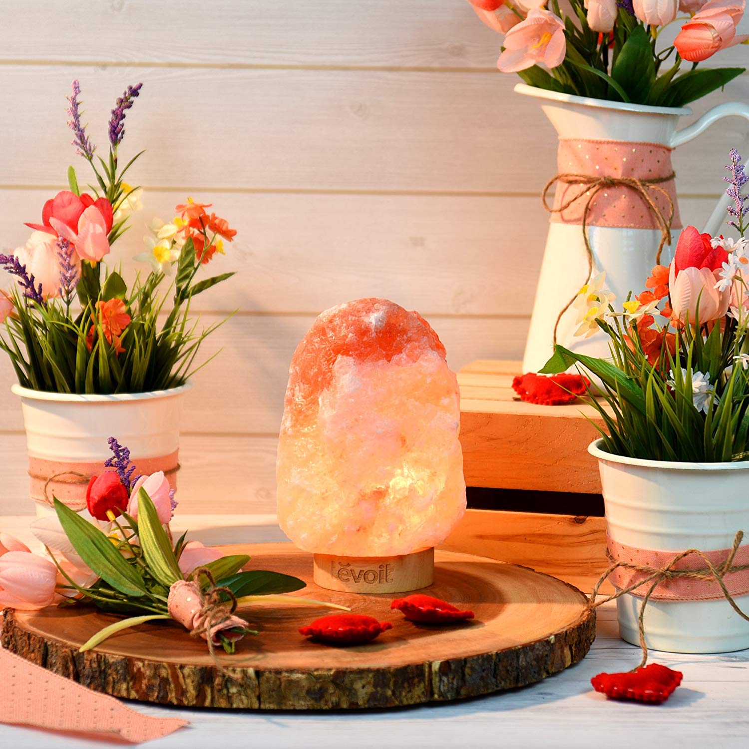 Levoit + Pink Crystal Salt Rock Lamp