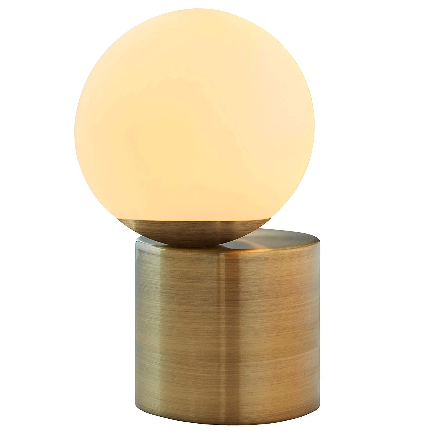 Rivet + Glass Ball Metal Table Lamp, White