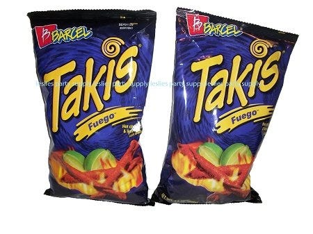 Takis + Fuego Hot Chili Pepper & Lime Flavored Corn Snacks, 9.9 oz. (2 ...