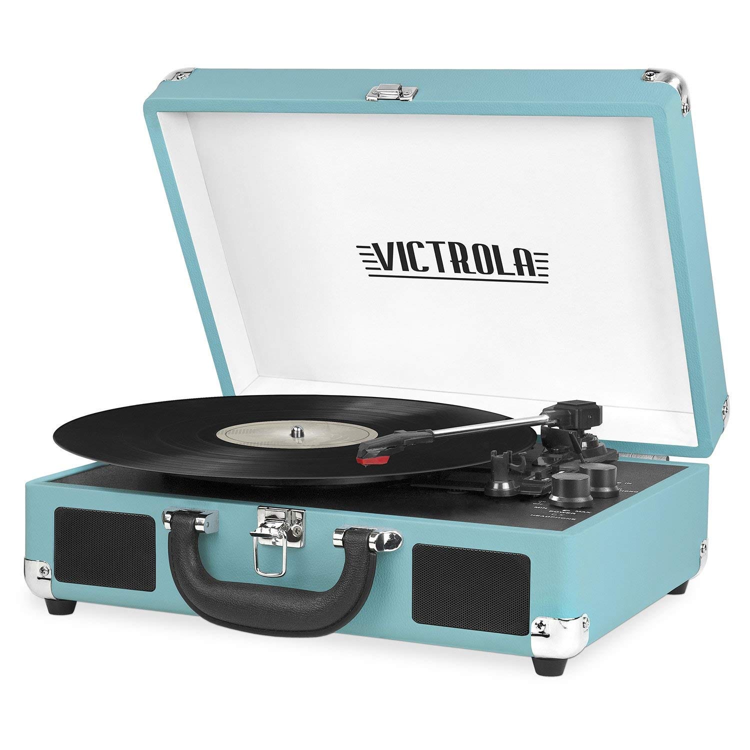 Victrola + Vintage 3-Speed Bluetooth Suitcase Turntable with Speakers ...