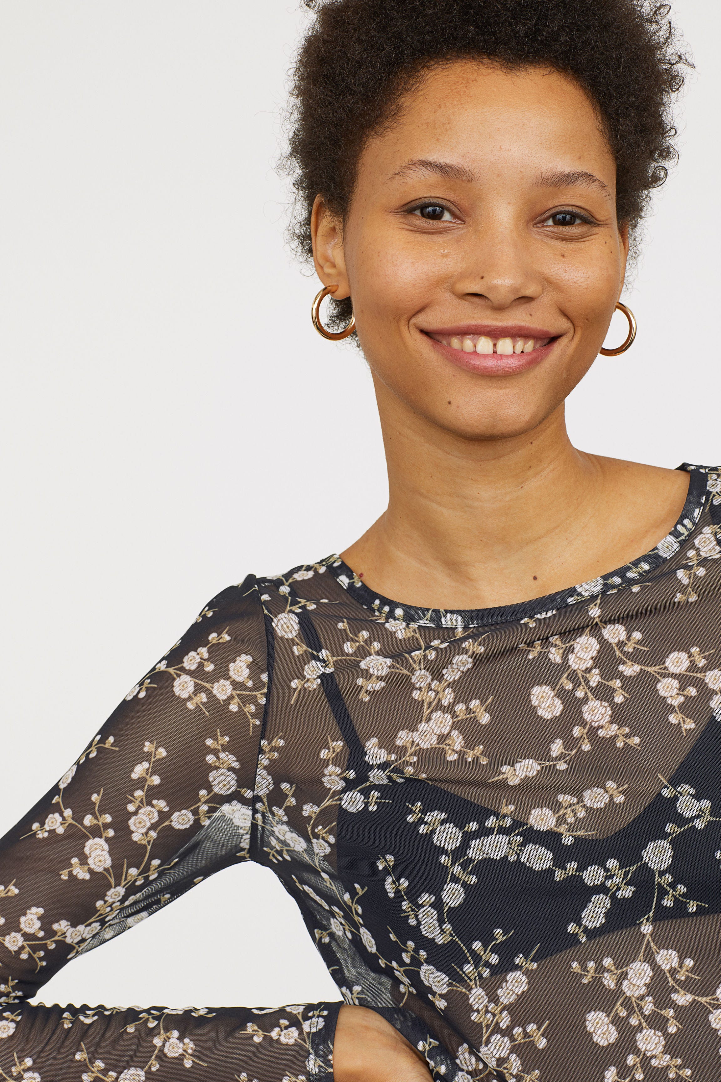 H&M + Patterned Mesh Top