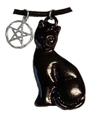 The Magickal Cat + Amulet – Black Cat & Pentagram