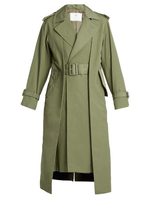 Toga + Pleat-Front Belted Trench Coat