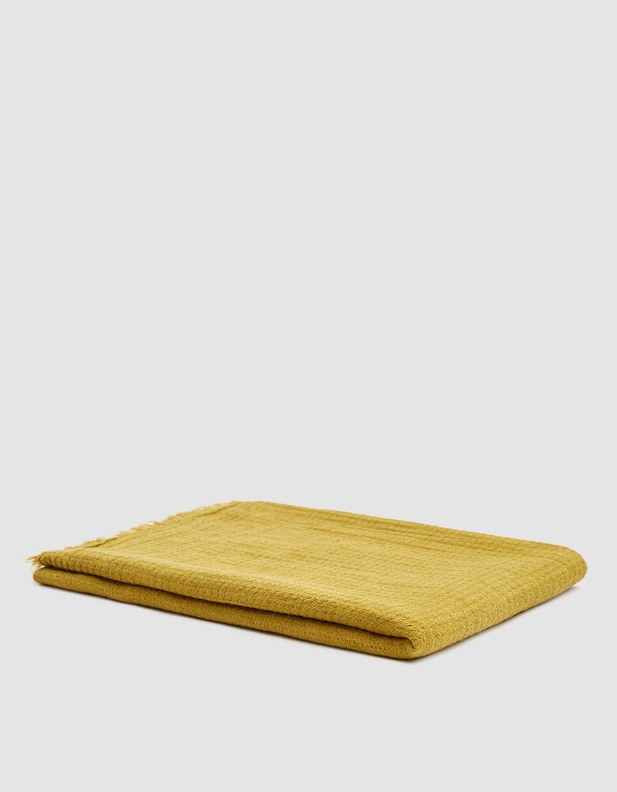 Hawkins New York + Simple Linen Throw in Mustard