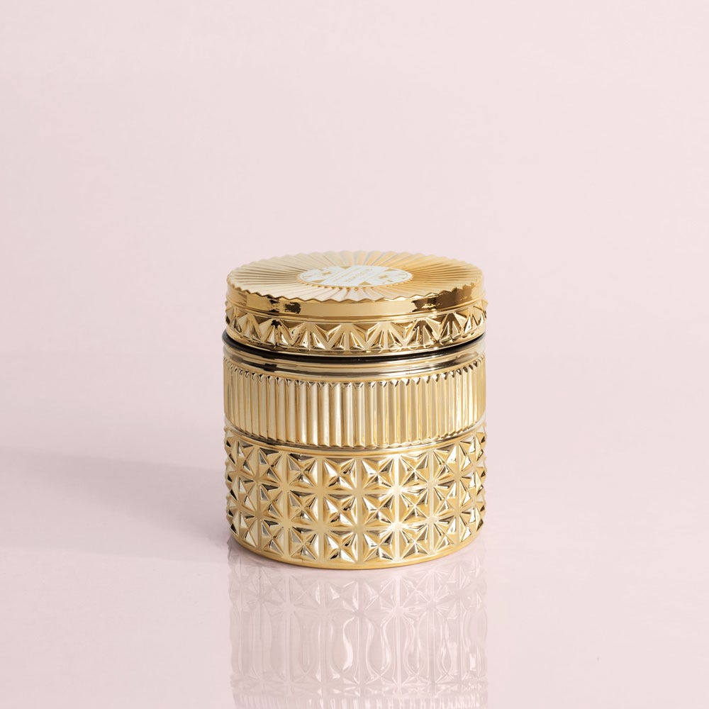 Capri Blue + Exotic Blossom & Basil Gilded Faceted Jar, 11 oz