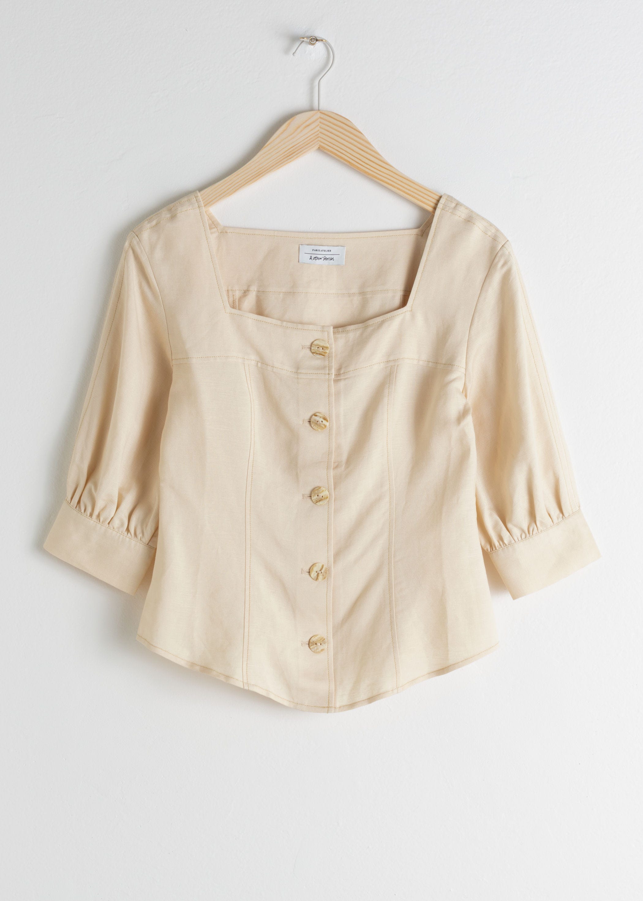 & Other Stories + Linen Blend Square Neck Top